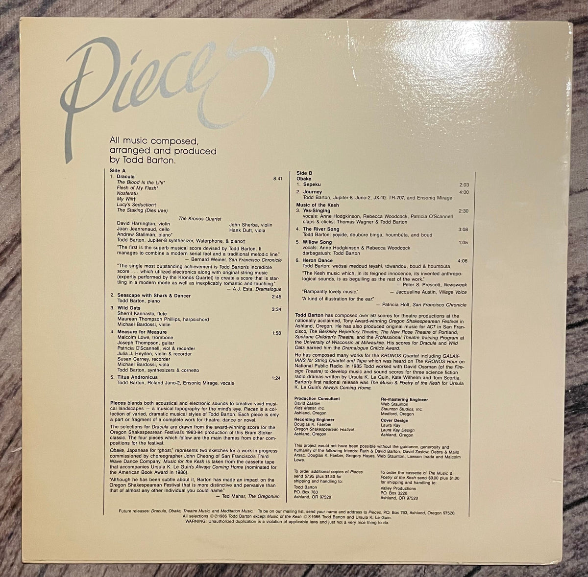 Todd Barton – Pieces – Galapagos Records