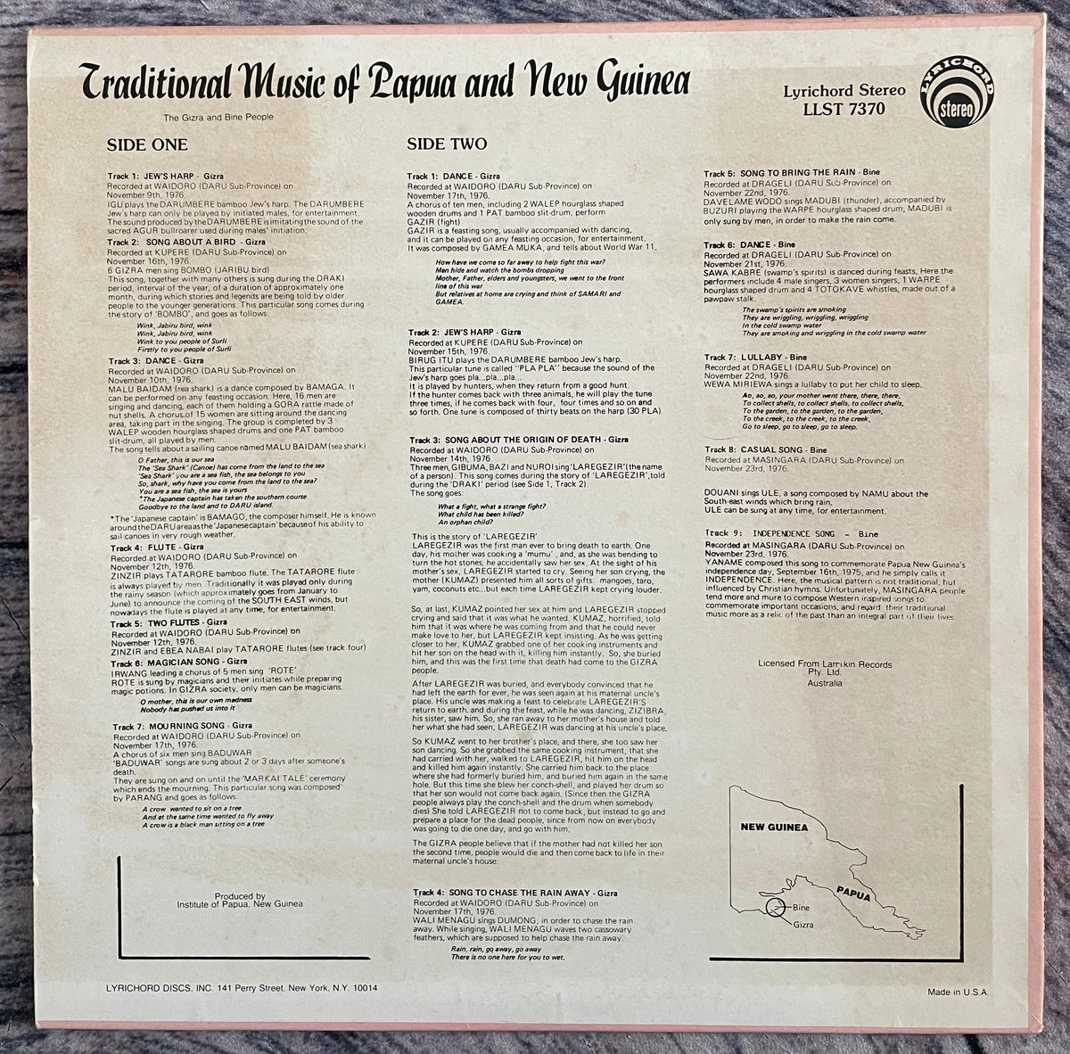 Gizra, Bine – Traditional Music Of Papua And New Guinea – Galapagos Records