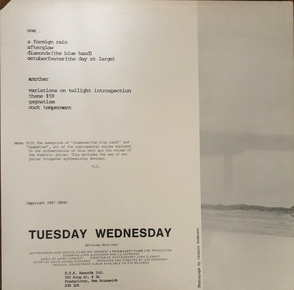 Mark Carmody ‎– Tuesday Wednesday – Galapagos Records